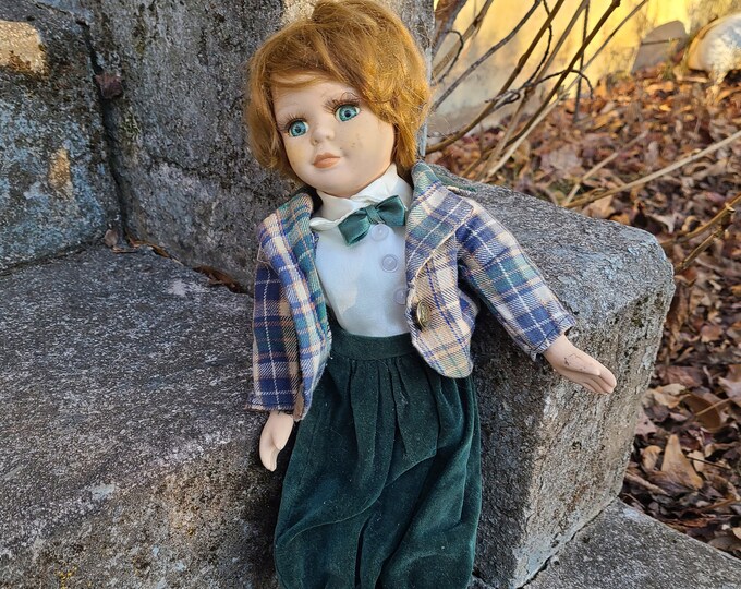 Vintage Porcelain Doll 1990's Tiny Tim Porcelain Doll Old Boy Porcelain ...