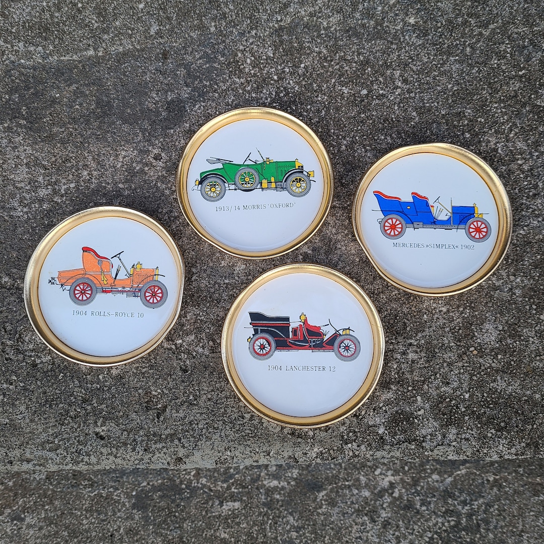 Vintage Metal Coasters 1950's Car Coasters Metal Coasters Set of 4 ...