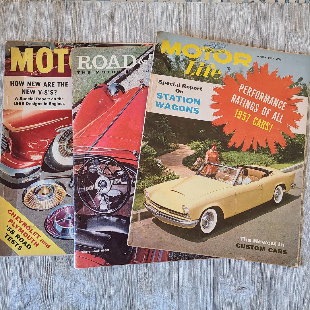 Vintage Car Magazines 1950s Motor Life and Road and Track Magazines 50s ...