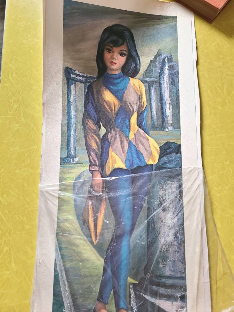 1960's Maio Lithograph Harlequin With Columns Jean Maio Stewart Print ...