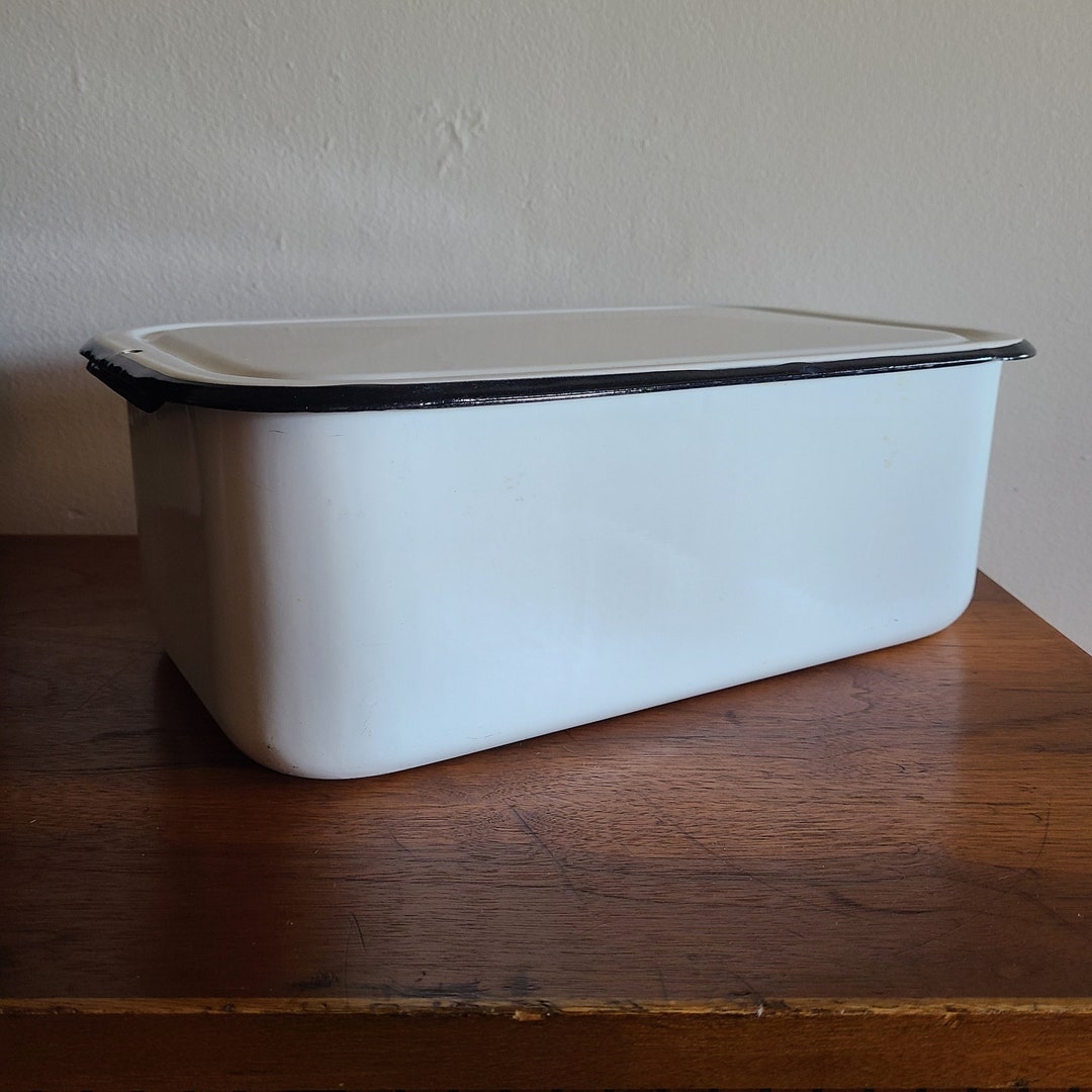 Vintage Enamel Medical Container With Lid 1940s White Enamelware ...