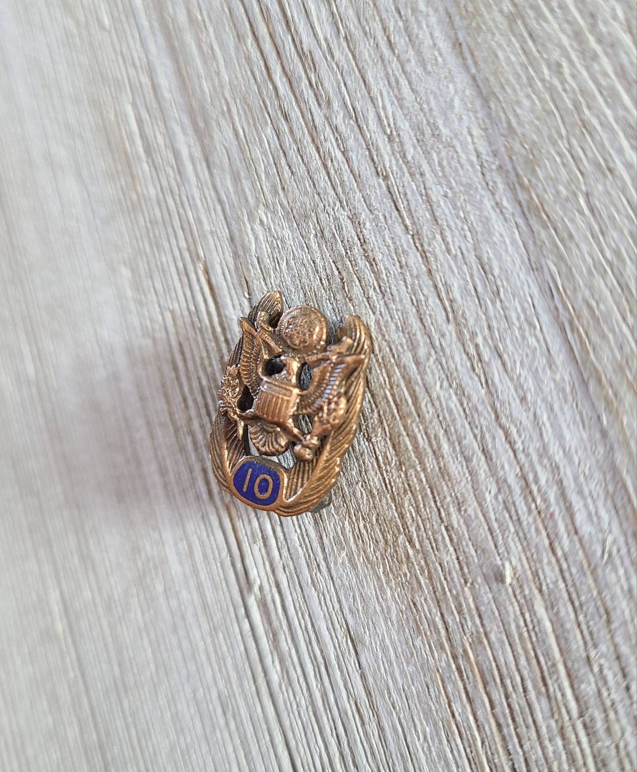 Vintage Army Lapel Pin Army Civil Service Pin 10 Year Army Service ...