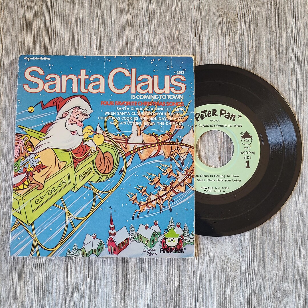 Vintage Santa Claus is Coming to Town Vinyl Record 45 RPM Children's ...