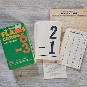 1970's Flash Cards Milton Bradley Subtraction Flash Cards Double-sided ...