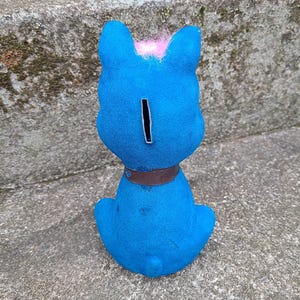 Vintage Flocked Blue Dog Bank 1950's Carnival Prize Coin Bank Fuzzy Dog ...