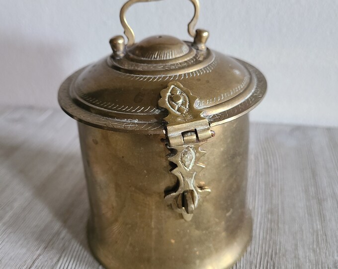 Vintage Brass Tea Caddy Antique Tea Canister With Lid and Latch Brass ...