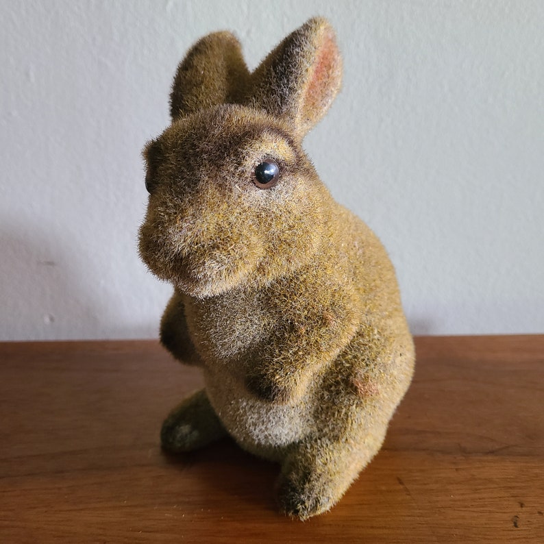 Vintage Flocked Bunny Rabbit Bank 1950's Bunny Rabbit Coin Bank Fuzzy ...