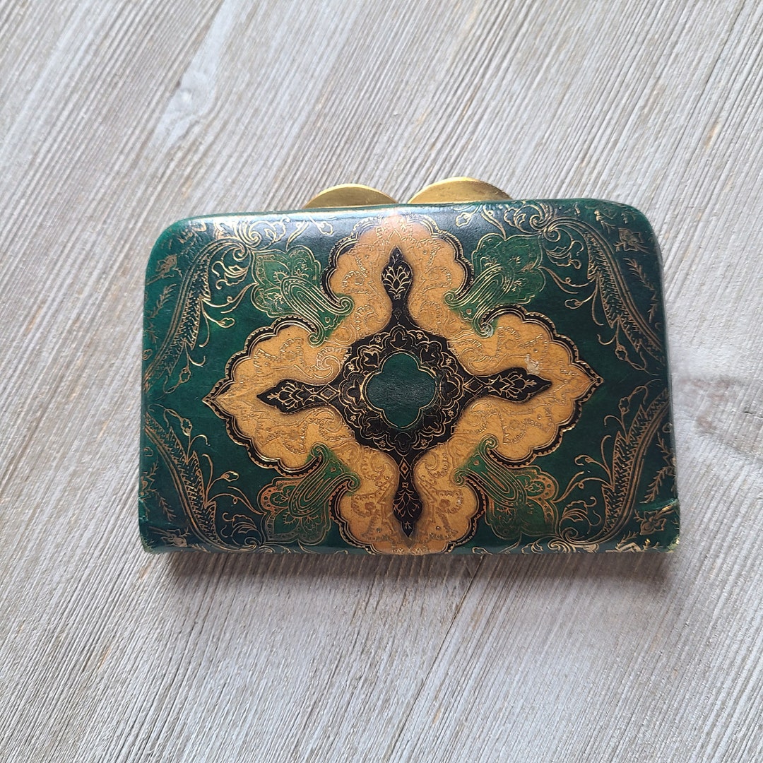 Vintage Coin Purse 1950's Gold Embossed Italian Coin Wallet Embossed ...