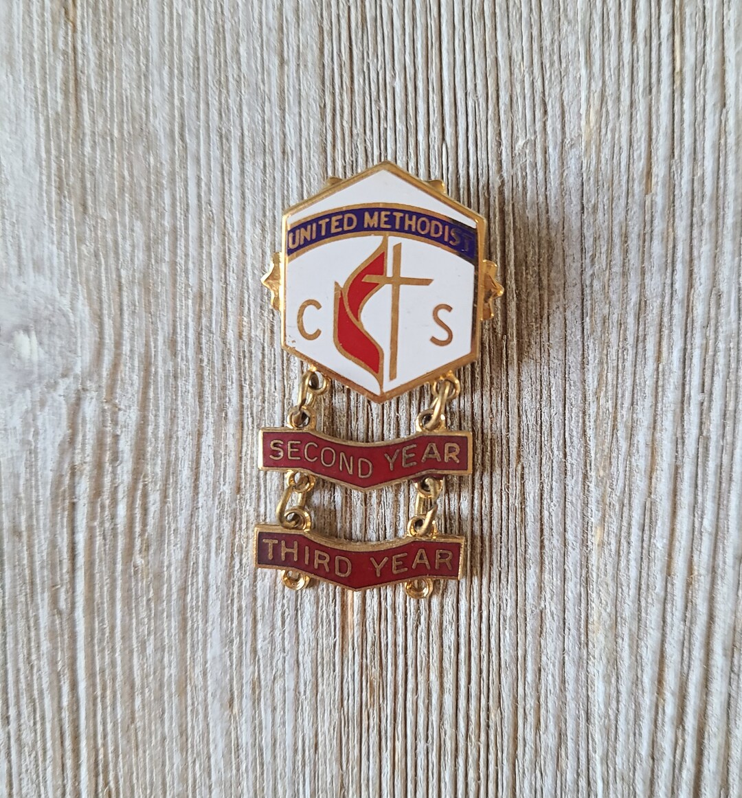 Vintage Methodist Church Service Pin United Methodist Sunday School ...