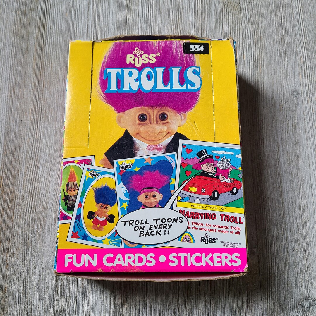 Vintage Trolls Box of Collectible Cards and Packs of Stickers 1990s ...