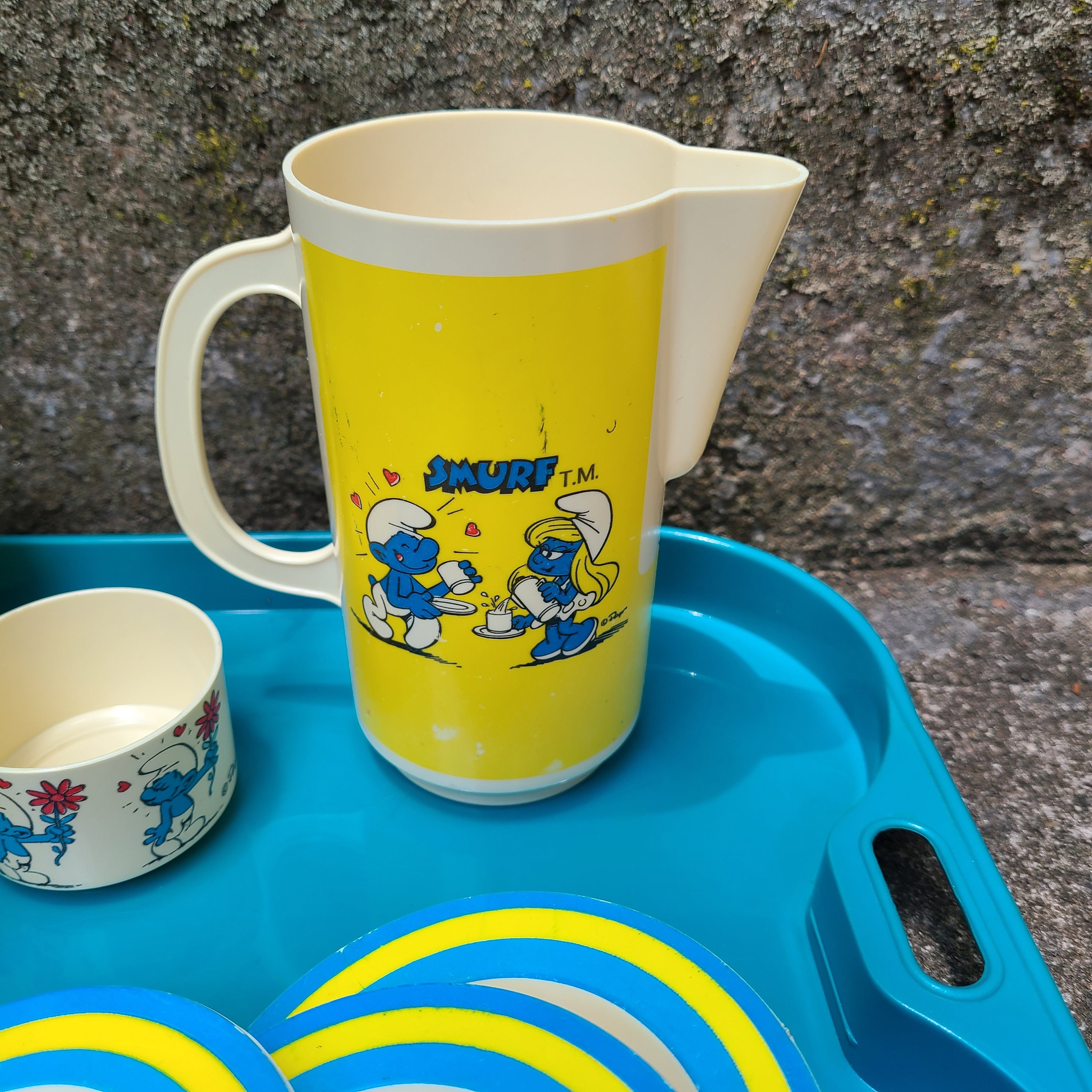 Vintage Smurf Kitchen Set 1970s Smurf Tea Set With Tray 80s Smurf Tea ...