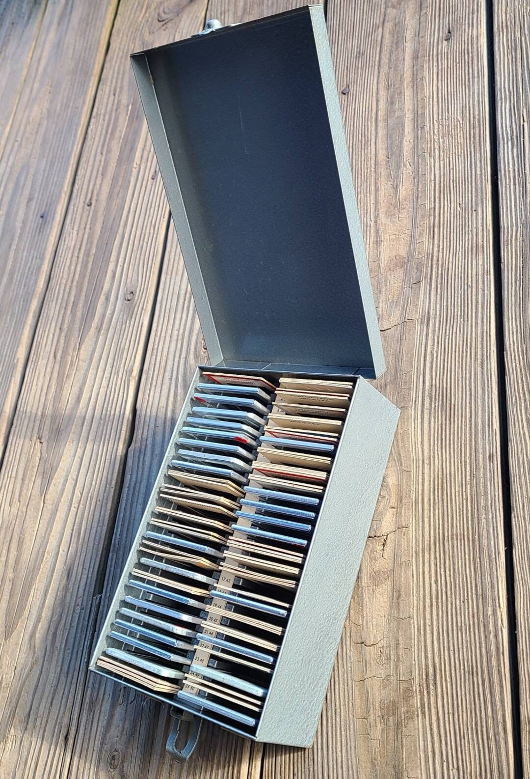 Vintage Metal Slide Case 35 Mm Slide Box Gray Metal Slide Storage Box 1950's Metal Slide Box ...