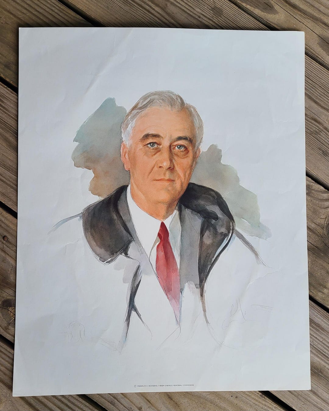 Vintage Franklin D. Roosevelt Lithograph Print 1960s FDR Unfinished ...