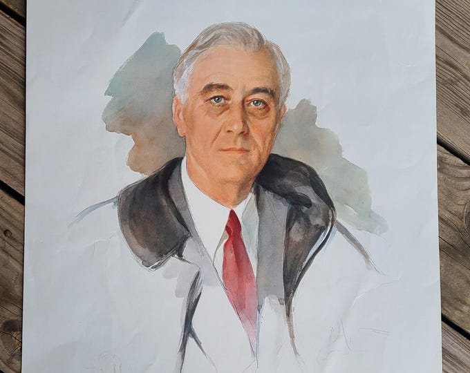 Vintage Franklin D. Roosevelt Lithograph Print 1960s FDR Unfinished ...