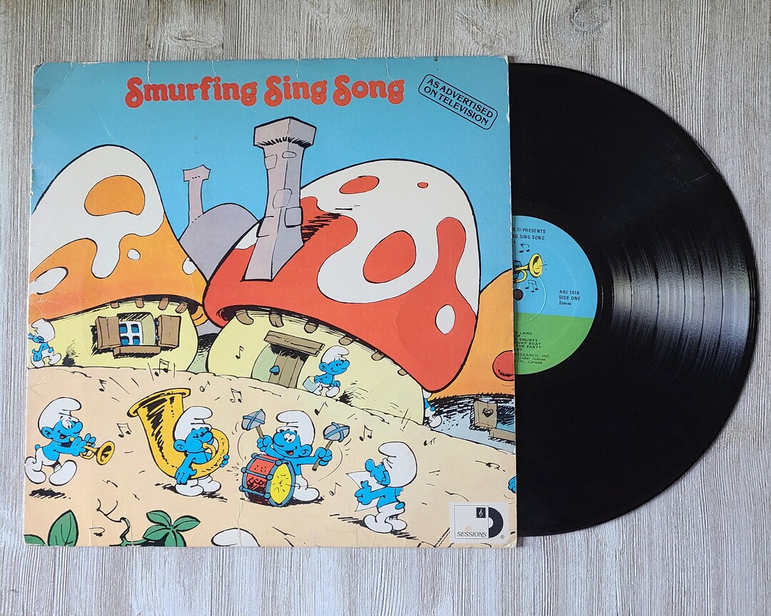 Vintage Smurf Vinyl Record Album 1980's Smurf Music 33 LP Smurf Sing ...