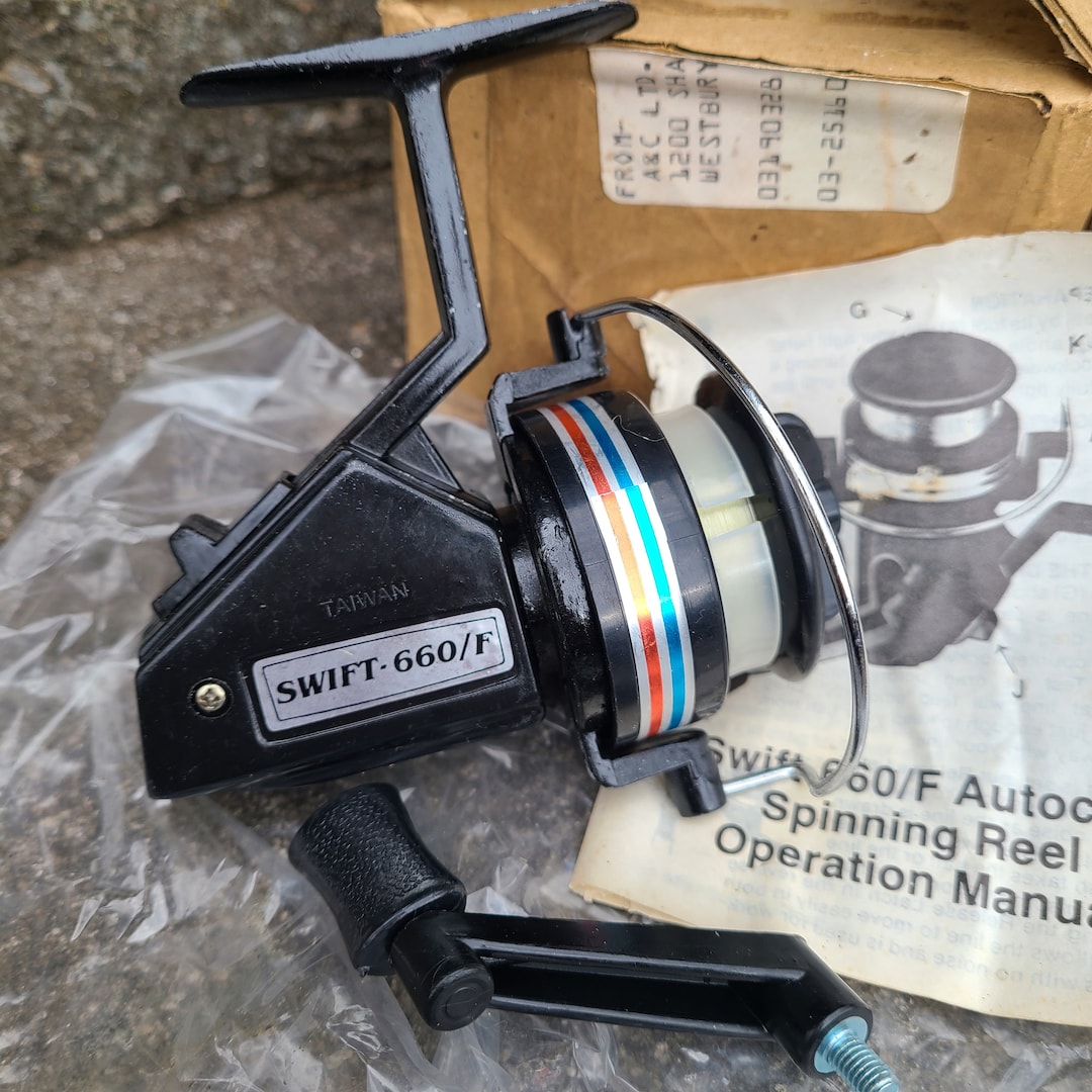 Vintage Fishing Reel 1980's Swift- 660/F Autocast Spinning Reel Vintage Fishing 80s Casting Reel ...