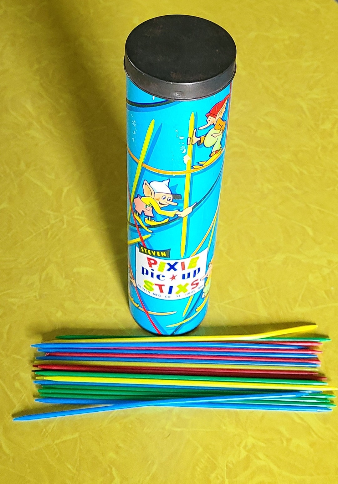 Vintage Pixie Pickup Sticks Game 1960's Can Pickup Sticks Game 70's ...