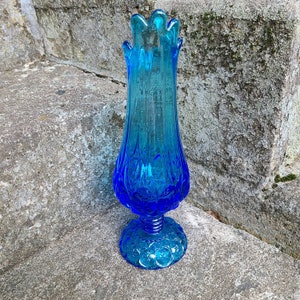 Vintage Blue Swung Vase Moon and Star Blue Swung Vases Kanawha Glass ...