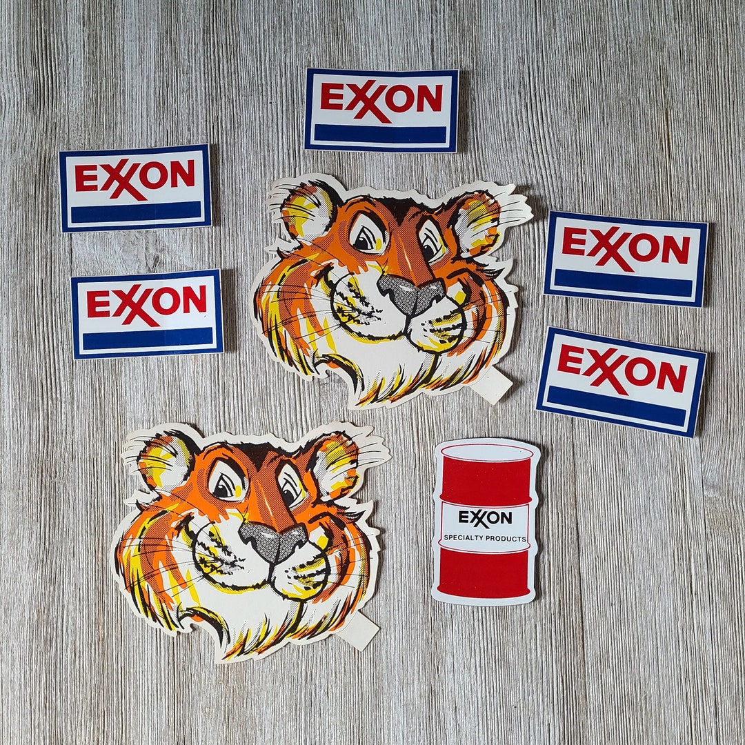 Vintage Exxon Logo Sticker Lot Exxon Tiger Magnet and Stickers Exxon ...