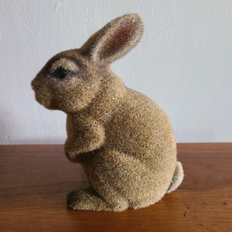 Vintage Flocked Bunny Rabbit Bank 1950's Bunny Rabbit Coin Bank Fuzzy ...