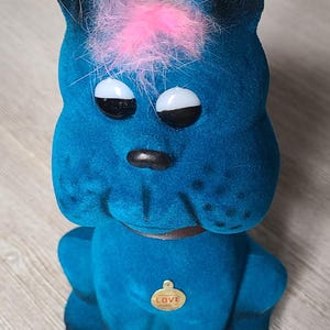 Vintage Flocked Blue Dog Bank 1950's Carnival Prize Coin Bank Fuzzy Dog ...