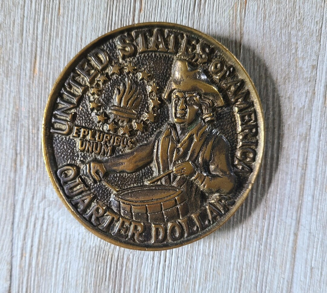 Vintage US Quarter Dollar Brass Belt Buckle 1970s Bicentennial Quarter ...