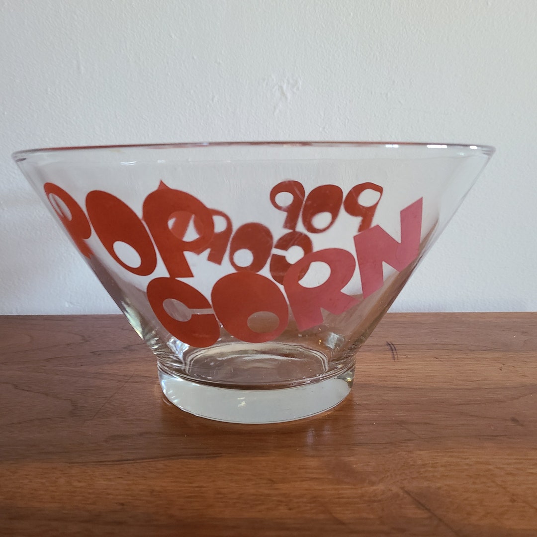 Vintage Popcorn Bowl 1970's Groovy Glass Popcorn Bowl 70s Popcorn Glass ...