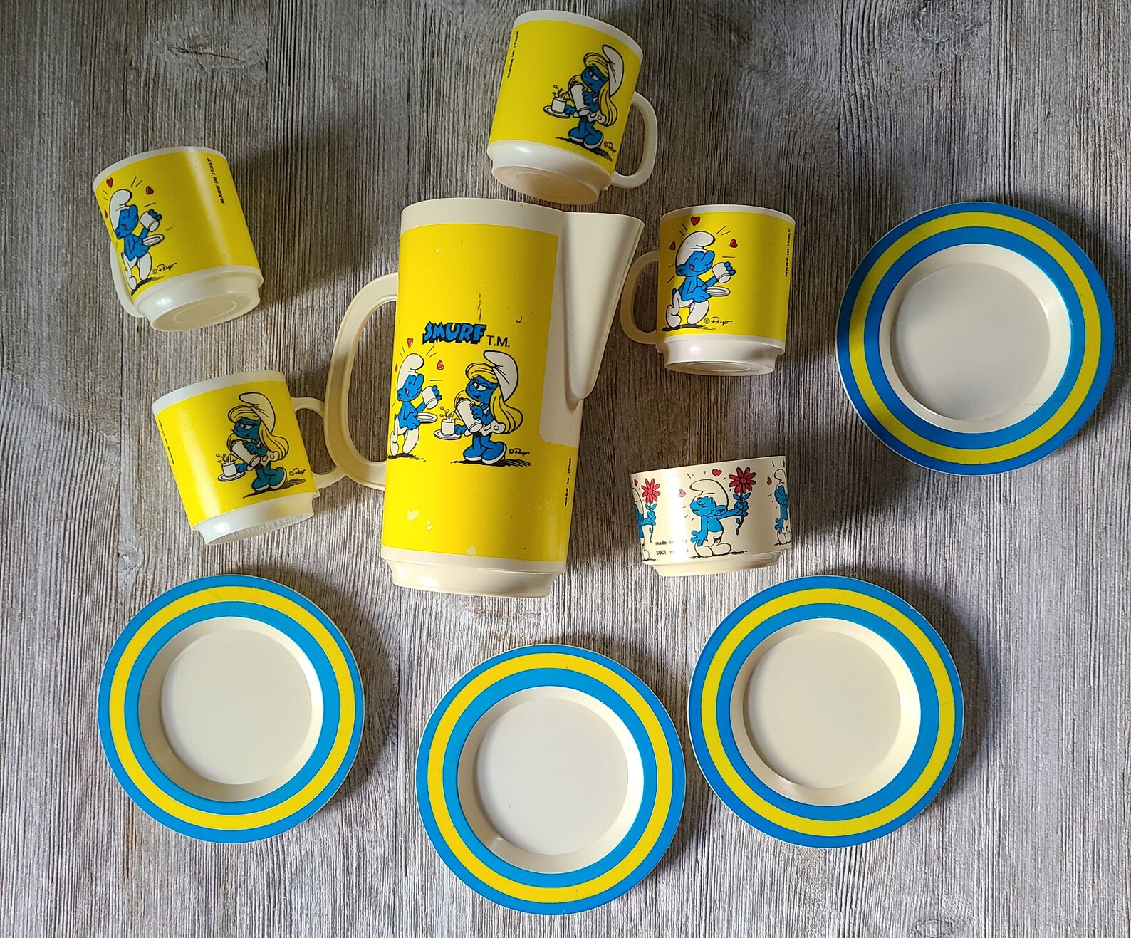 Vintage Smurf Kitchen Set 1970s Smurf Tea Set With Tray 80s Smurf Tea ...
