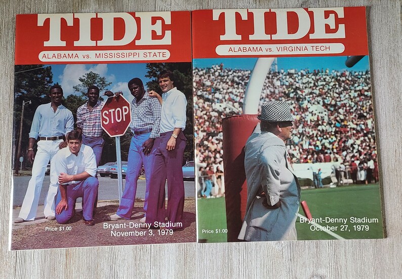 Vintage Bama Football Programs 1970s Alabama College Football Game ...