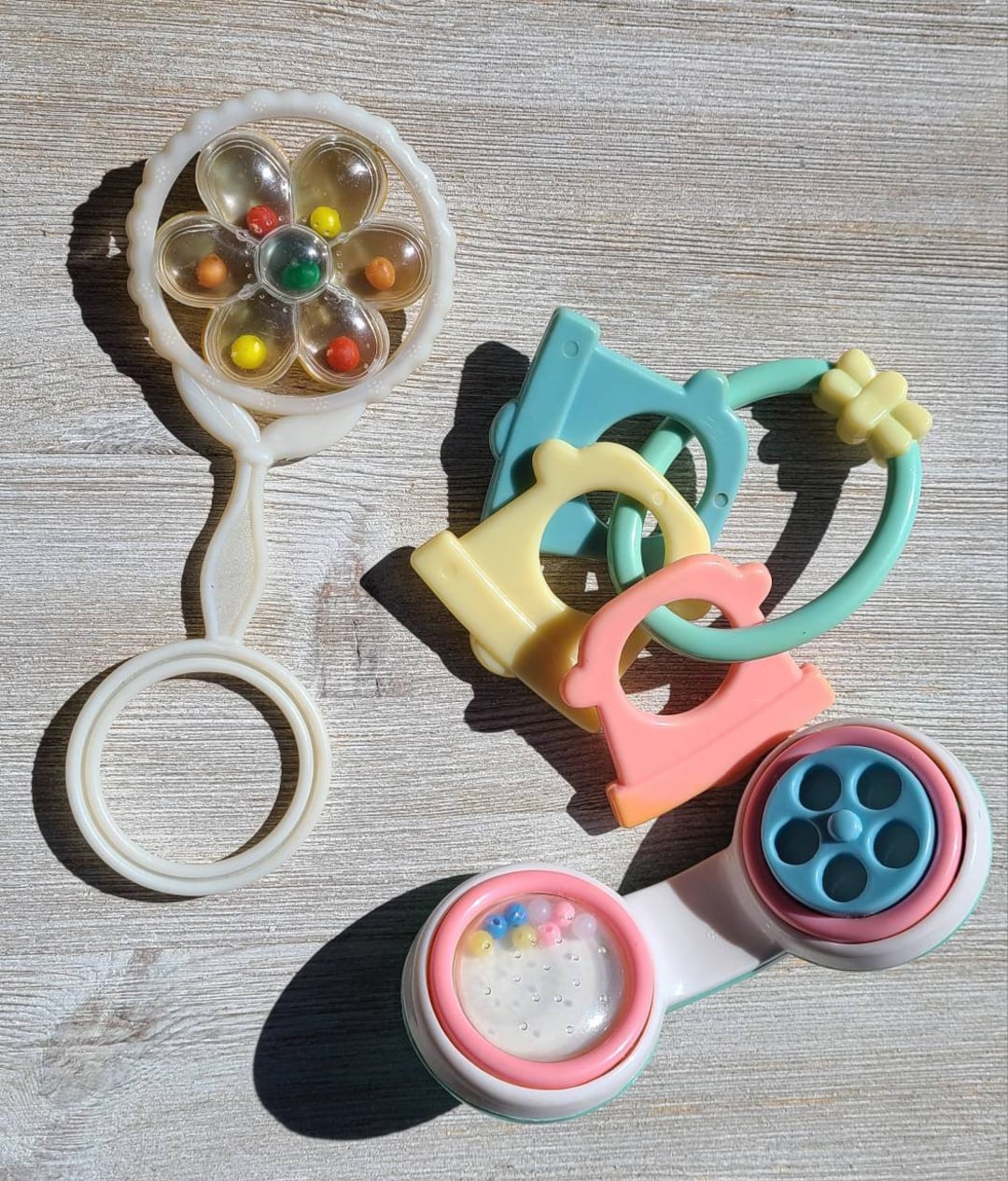 Vintage Baby Rattle 80's Baby Toys Phone Rattle Vintage Teething Ring ...