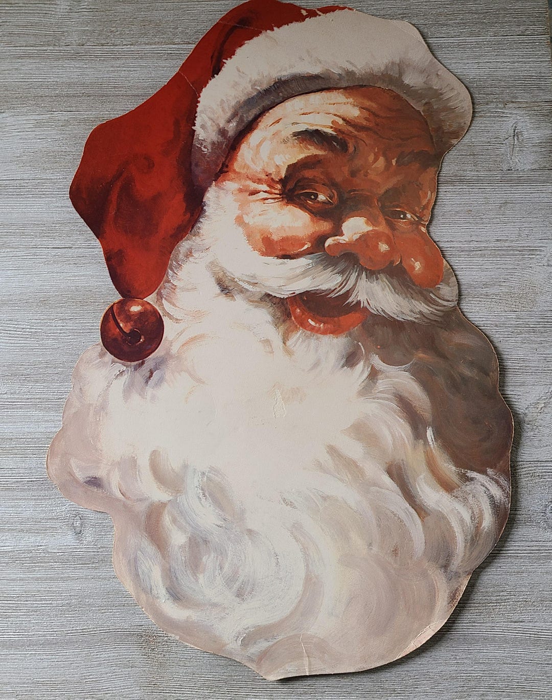 Vintage Santa Die Cut Decoration 1960s Santa Claus Cardboard Picture ...