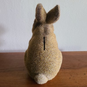 Vintage Flocked Bunny Rabbit Bank 1950's Bunny Rabbit Coin Bank Fuzzy ...