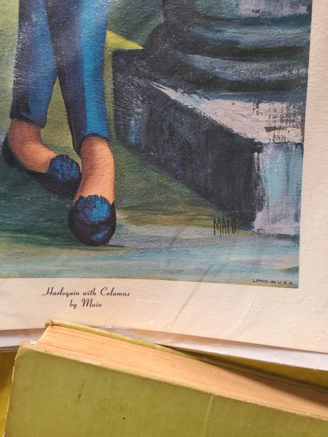 1960's Maio Lithograph Harlequin With Columns Jean Maio - Etsy