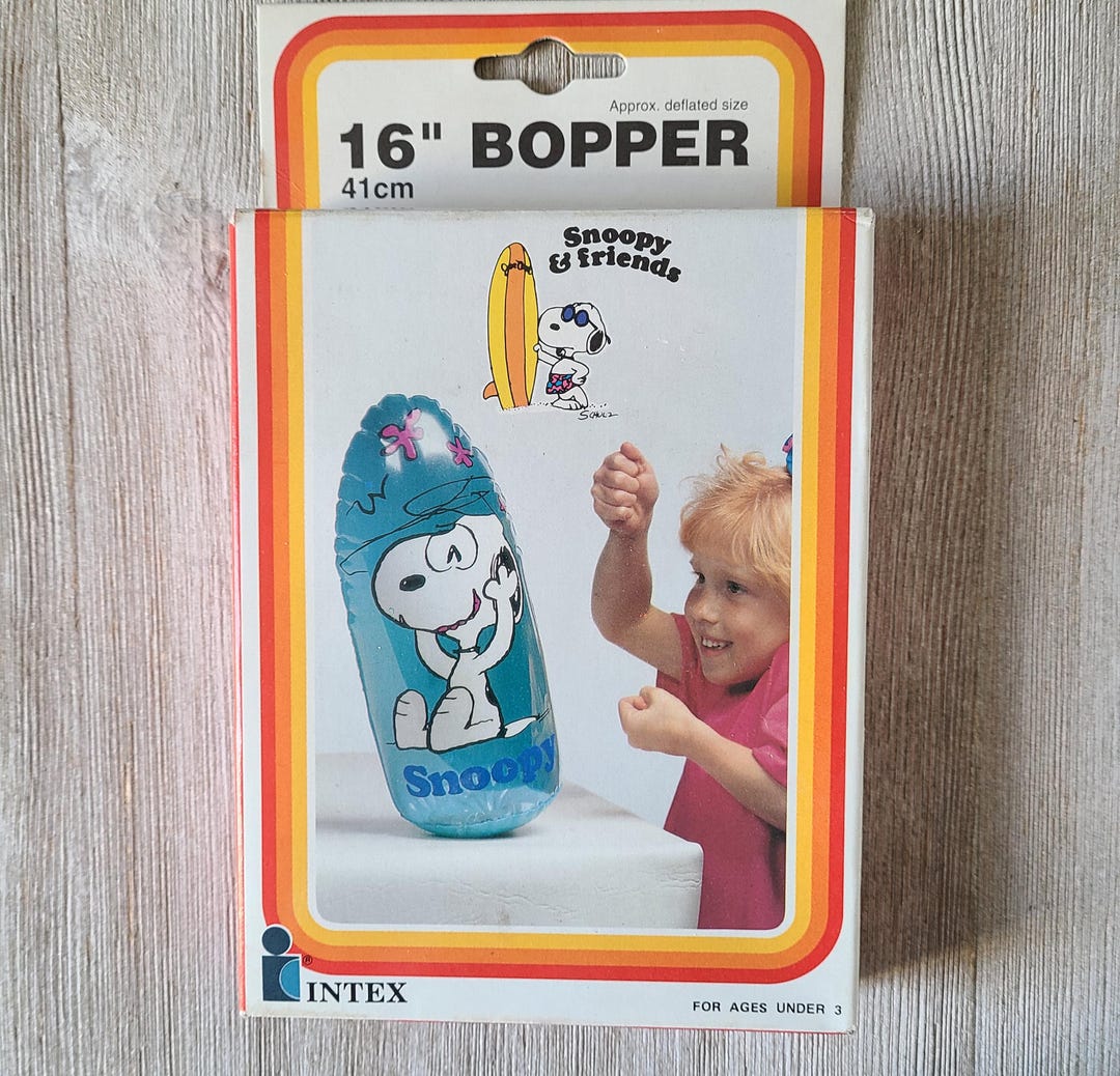 Vintage NIB Snoppy Bopper Toy 1990s Snoopy Toy Children's Inflatable ...