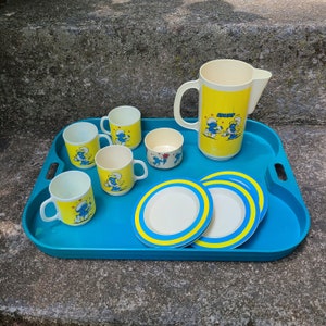 Vintage Smurf Kitchen Set 1970s Smurf Tea Set With Tray 80s Smurf Tea ...