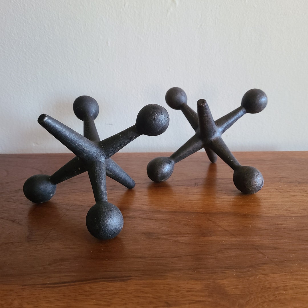 Vintage Black Metal Jacks 1970's Metal Jacks Bookends Cast Metal Jacks ...