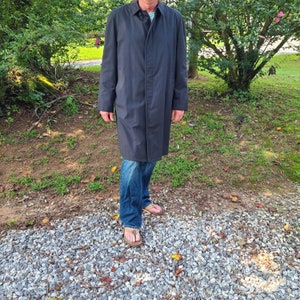 Vintage Overcoat 1960s Raincoat Mens Outerwear Navy Crownwear Coat Long ...