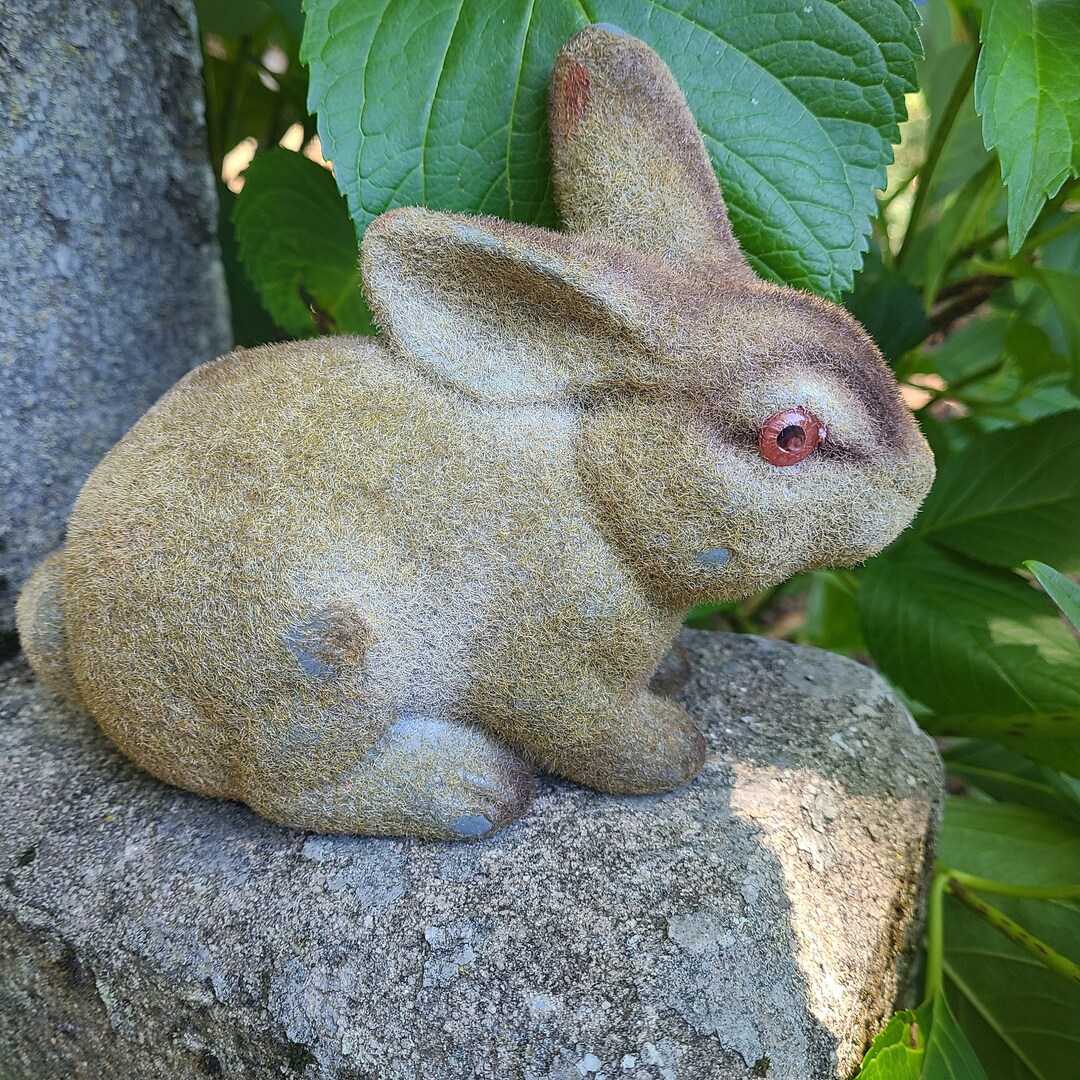 Vintage Flocked Bunny Rabbit Bank 1950's Bunny Rabbit Coin Bank Fuzzy ...