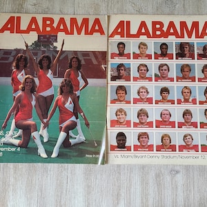 Vintage Bama Football Programs 1970s Alabama College Football Game ...