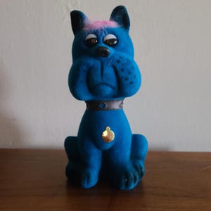 Vintage Flocked Blue Dog Bank 1950's Carnival Prize Coin Bank Fuzzy Dog ...
