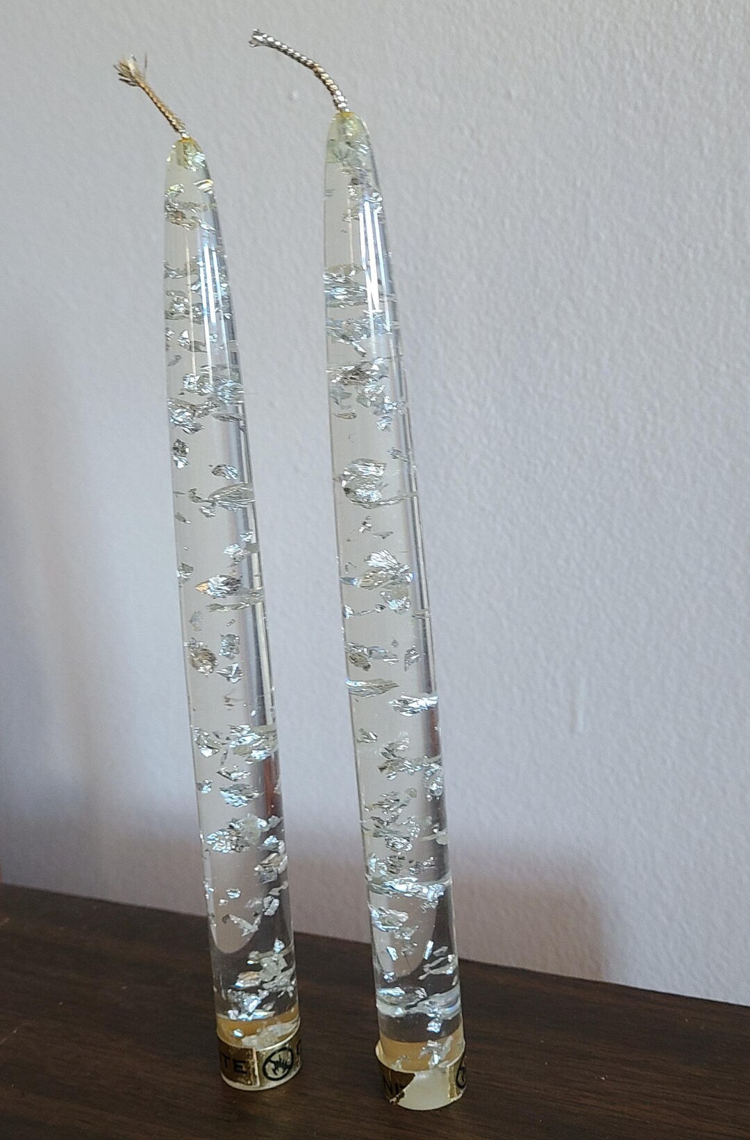 Vintage Lucite Candles 1960s Clear Lucite Candles With Silver Flecks ...