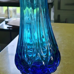 Vintage Blue Swung Vase Moon and Star Blue Swung Vases Kanawha Glass ...