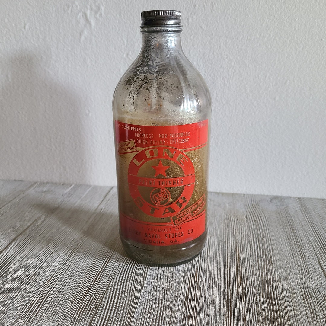 Vintage Lone Star Glass Bottle 1940s Paint Thinner Glass Bottle 40s ...