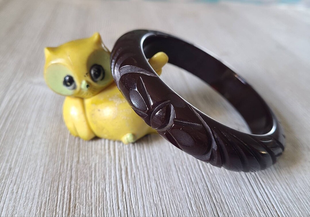 Vintage Bakelite Bracelet 1940's Bakelite Bangle Bracelets Dark Brown ...