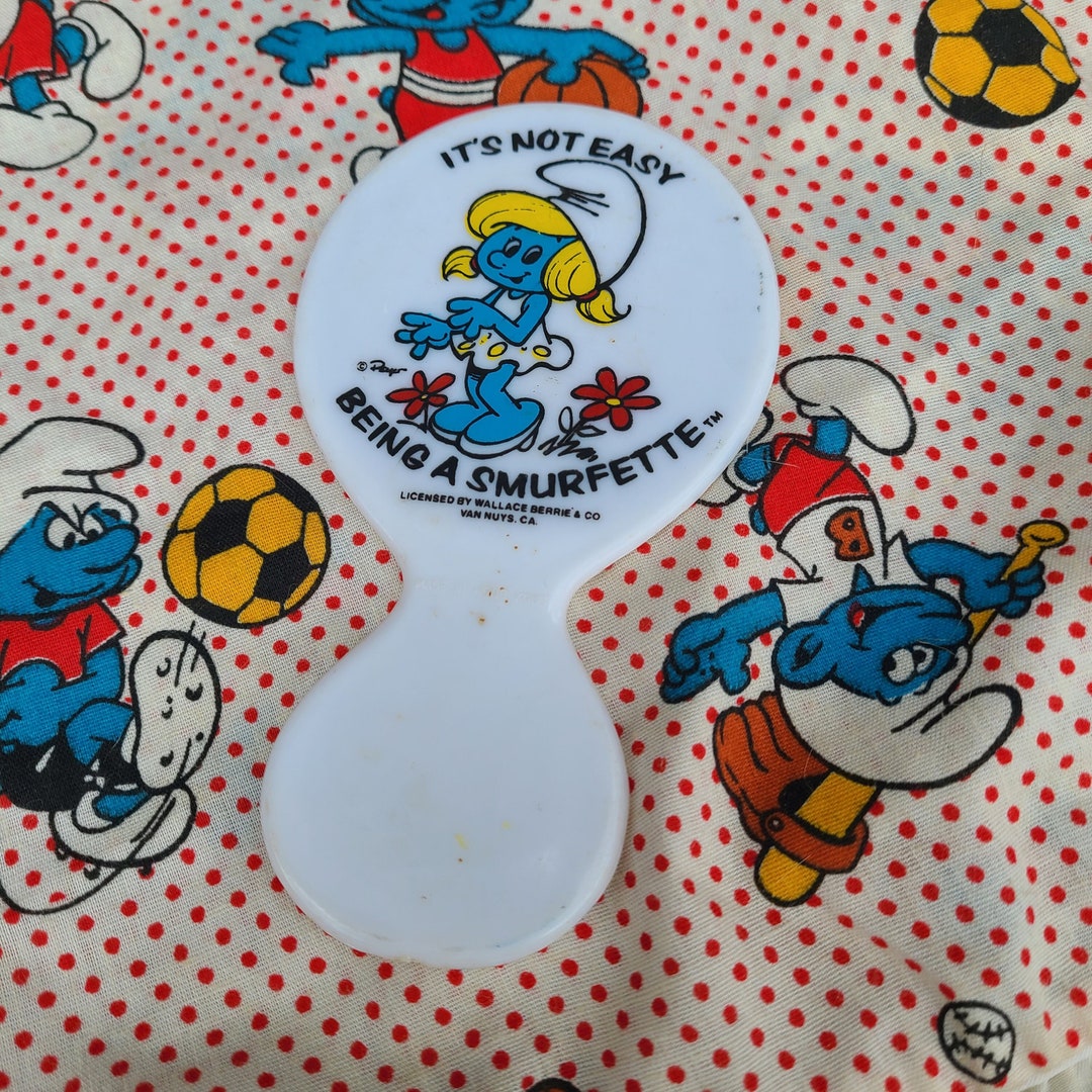 Vintage Smurfette Hand Mirror and Small Blanket Smurf Toys 80s Smurf ...
