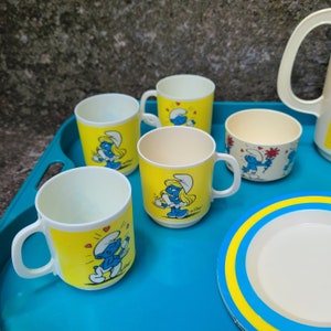 Vintage Smurf Kitchen Set 1970s Smurf Tea Set With Tray 80s Smurf Tea ...