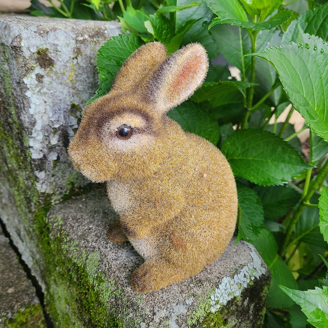 Vintage Flocked Bunny Rabbit Bank 1950's Bunny Rabbit Coin Bank Fuzzy ...