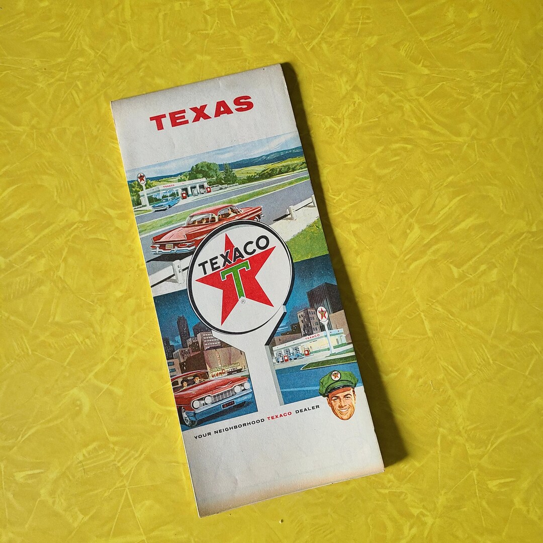 Vintage Texas Map 1960's Texaco Travel Map Folded Paper Map of Texas ...