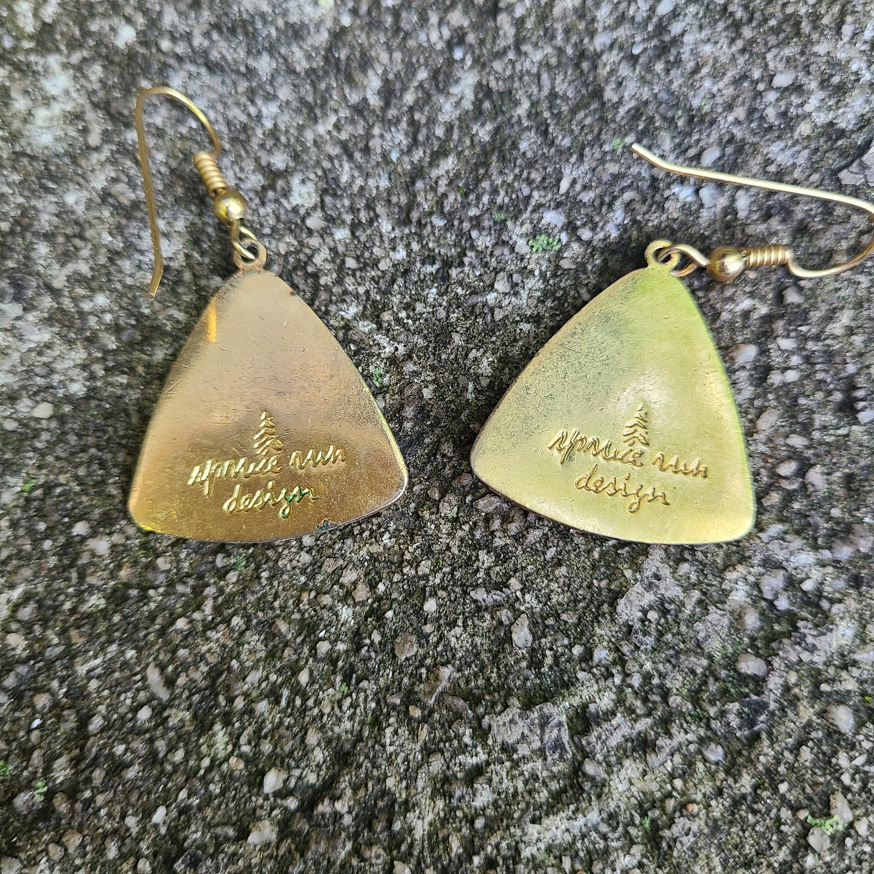 Vintage Triangle Dangle Earrings 1980's Blue Triangle Earrings Retro ...