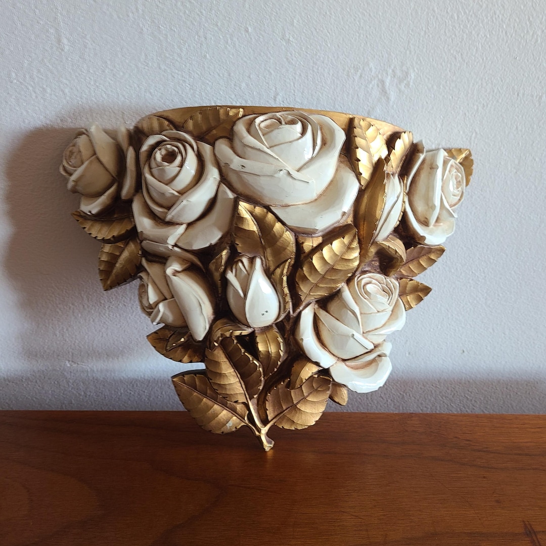 Vintage Rose Pocket Wall Planter 1970s Homco Flower Wall Pocket Plastic ...